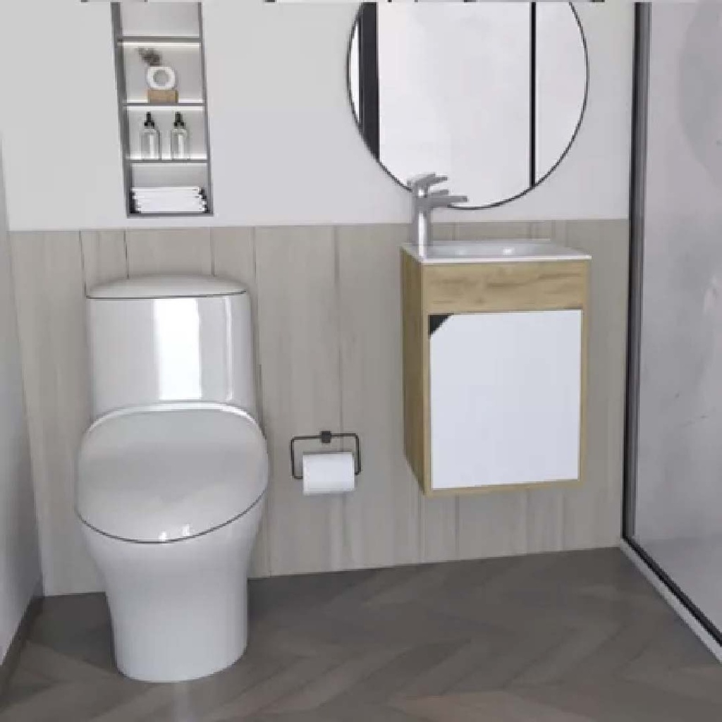 MUEBLE DE BAÑO ELEVADO ALUVIA BICOLOR MACADAMIA-BLANCO LVM 40CM CORONA | COMFER S.A.S